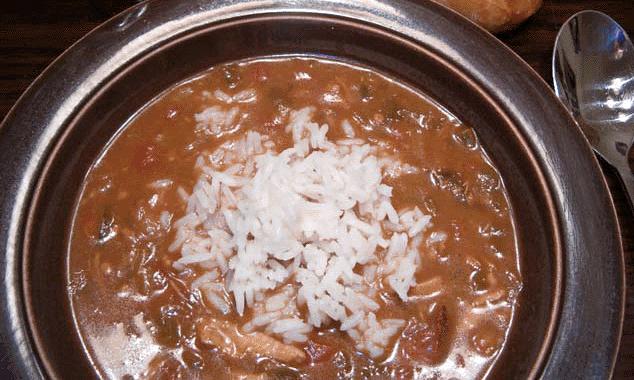 Jeff's Gumbo recipe with Cajun Creole roux cooking time chart.